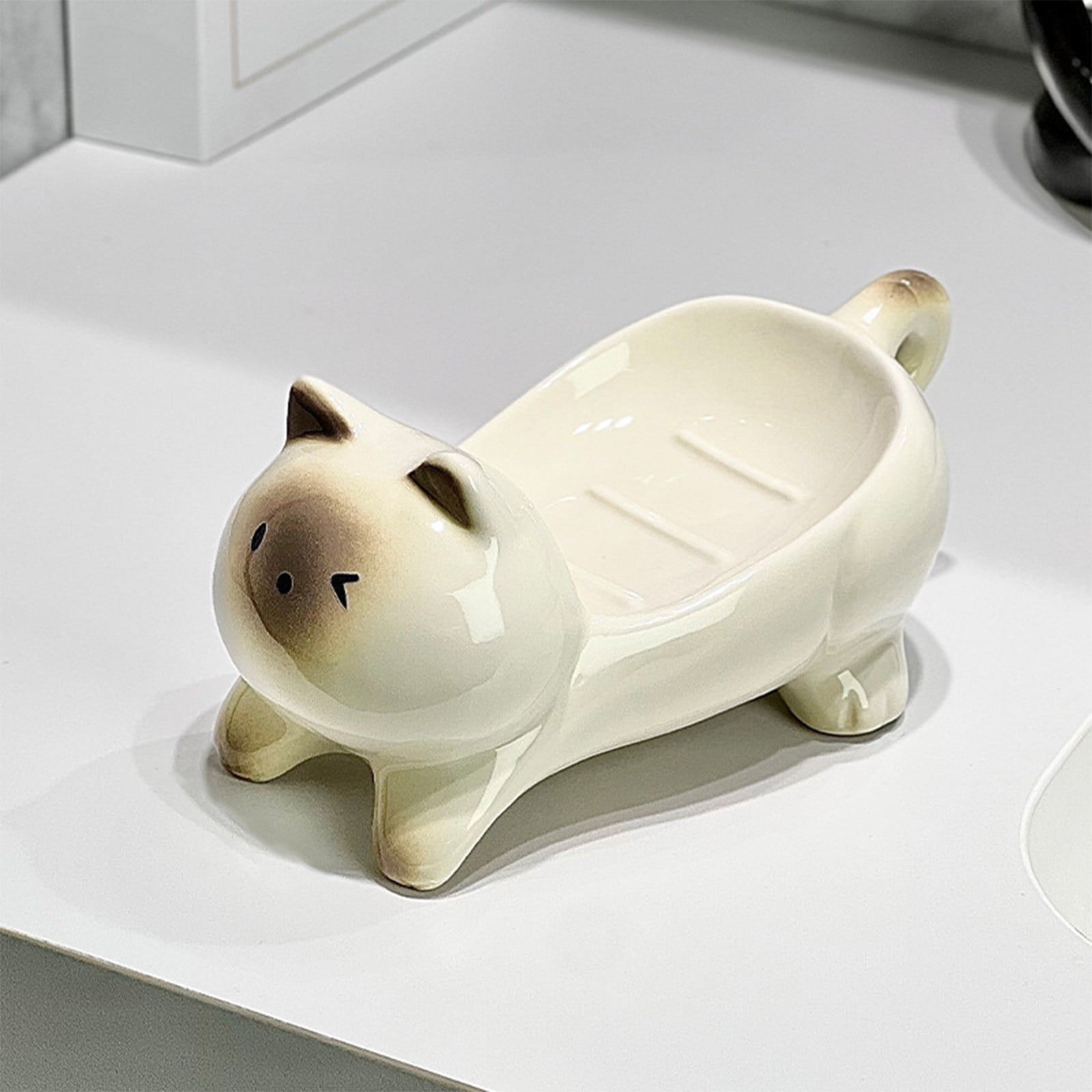 Eespoir Cute Siamese Cat Soap Holder, Ceramic Siamese Cats Soap Dishes ...