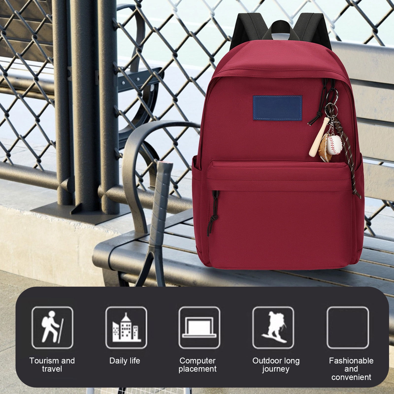 Eespoir Fashionable And Versatile Backpack, Large Capacity Solid Color ...