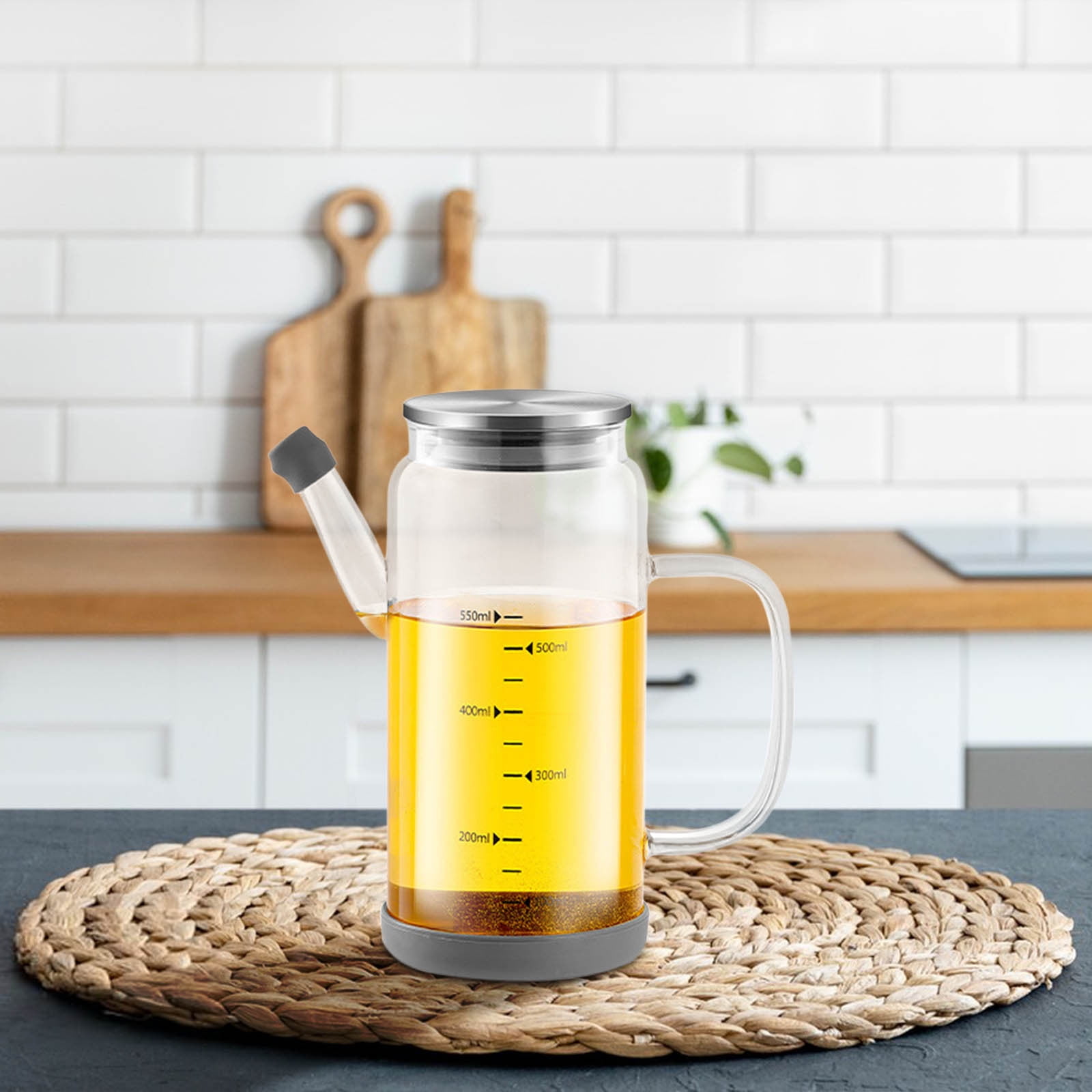 Eespoir Glass Oil Pot Without Hanging Oil, With Scale Oil Bottle ...