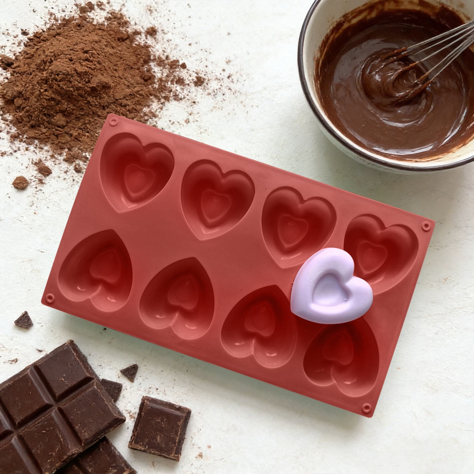 Eespoir Handmade Heart-Shaped 8-Cavity Silicone Molds, Valentines ...