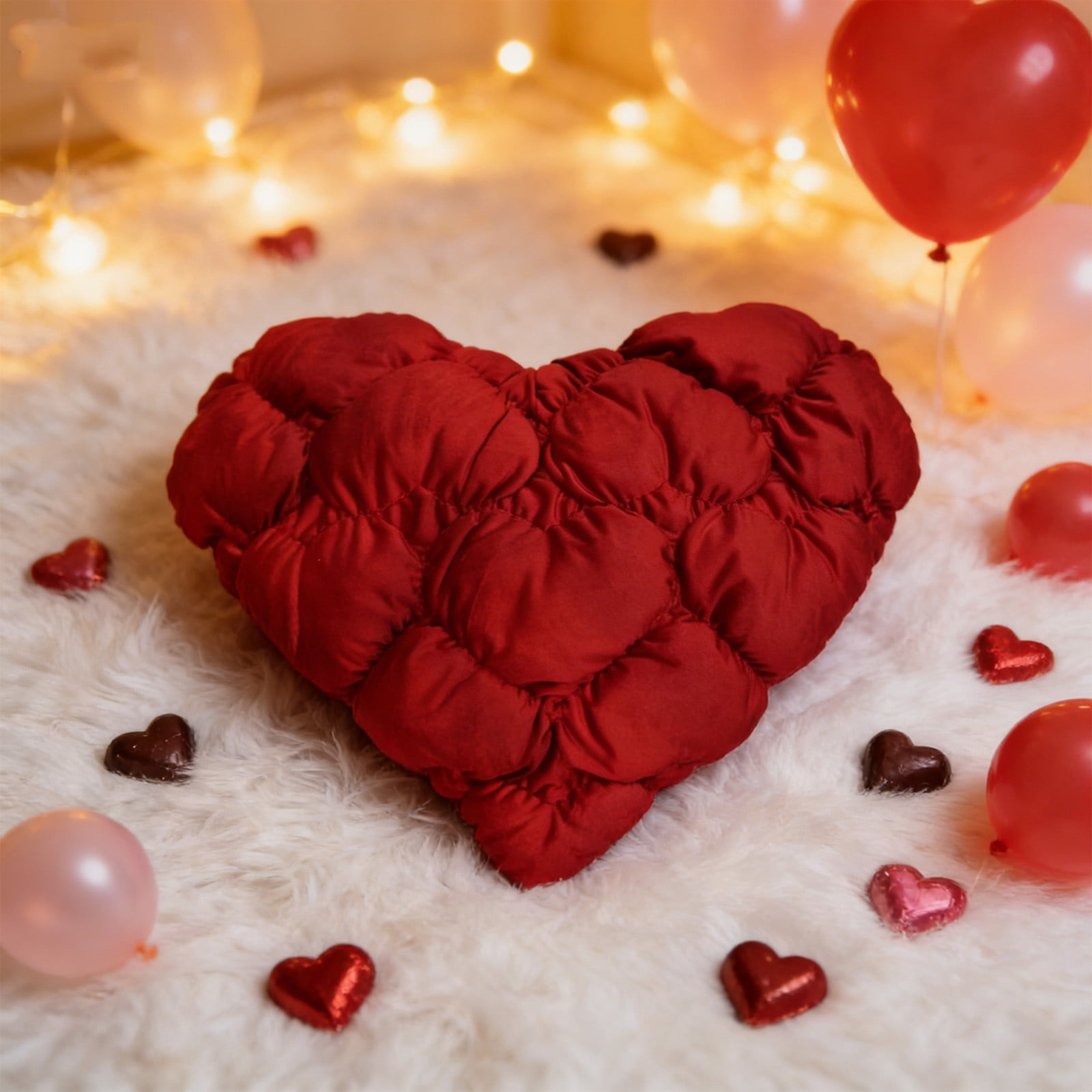 Eespoir Mingled Threads Puffy Heart Throw Pillow, V-Day Decorative ...