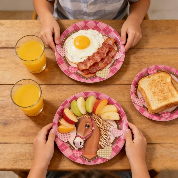 Eespoir Red Horse Themed 9in Paper Plates, Pack Of 16 Disposable Party ...