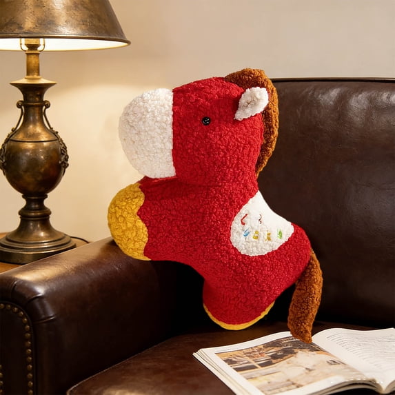 Eespoir Red Irregular-Shaped Horse Pillow, Soft Decorative Cushion ...