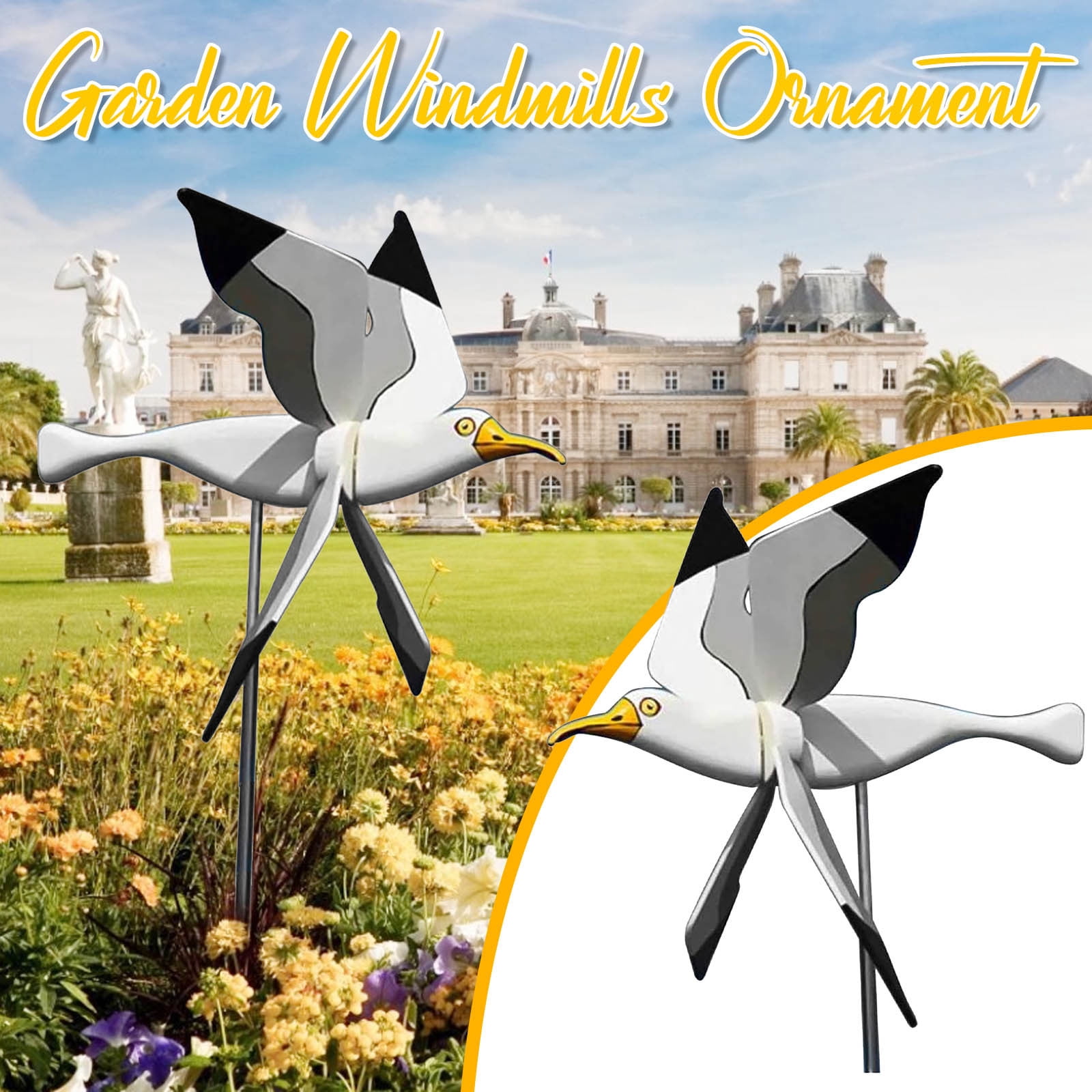 Eespoir Seagull Garden Decoration, Wind Powered Spinner, Pneumatic Top ...