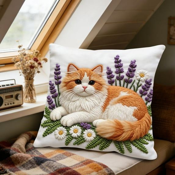 Eespoir Short Lint Embroidery Pillow Cover, 18inch 3D Decorative ...