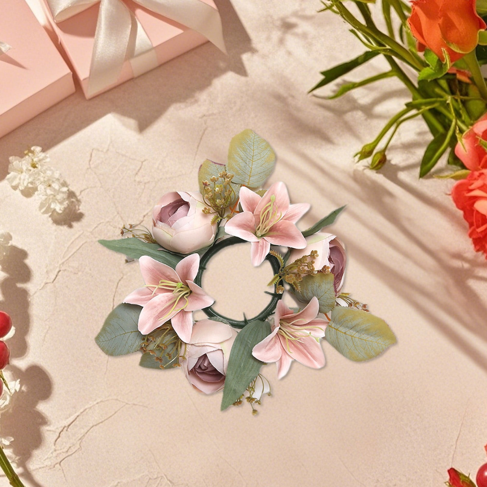 Eespoir Simulated L-ily Candlestick Wreath, Valentine's Day Ambiance ...