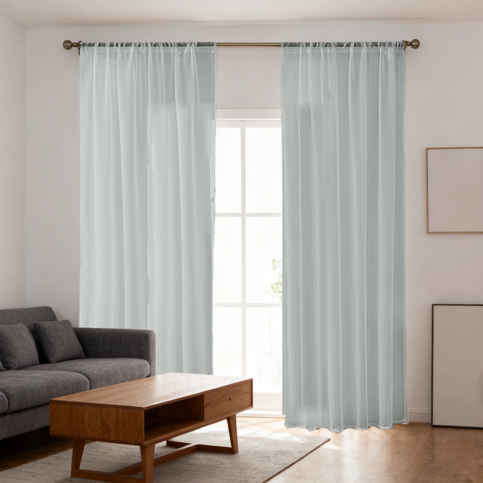 Eespoir Solid Color Sheer Curtains, Lightweight Window Treatment, Rod ...