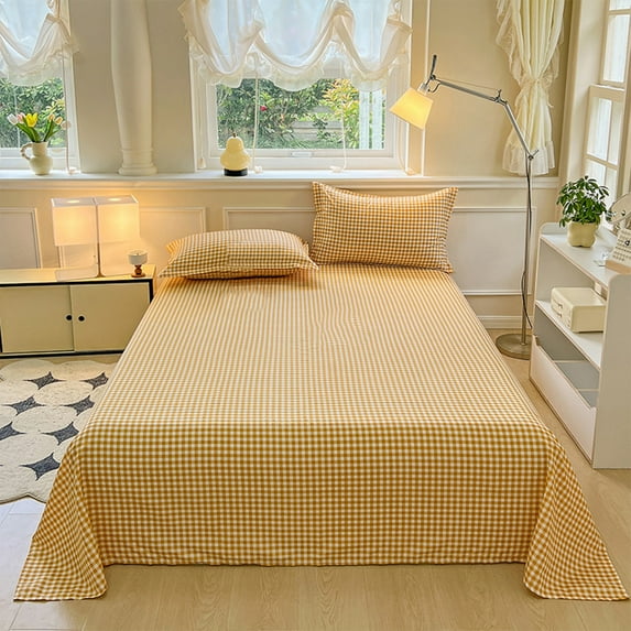 Eespoir Solid Color Washed Cottons Bed Sheet And Pillowcase Set, Plain ...