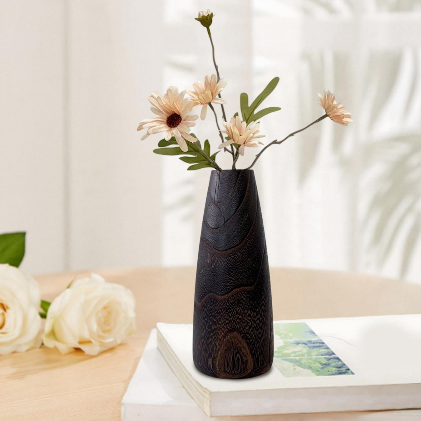 Eespoir Solid Wood Vases Minimalists Home Decor Flower Vases ...