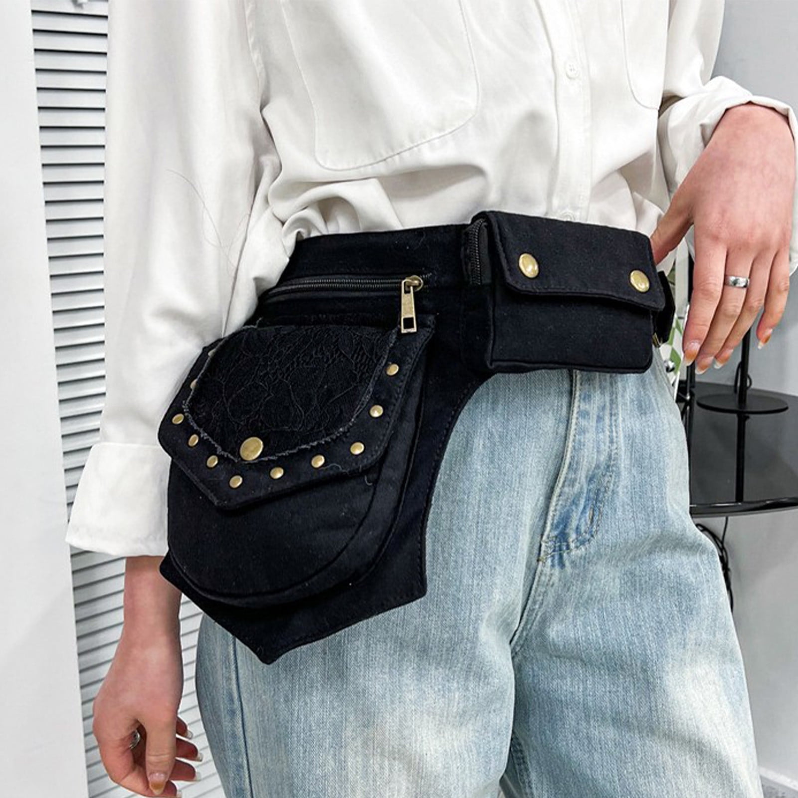 Eespoir Steampunk Women's Waist Bag, Vintage Retros Crossbody Bag, Stud ...