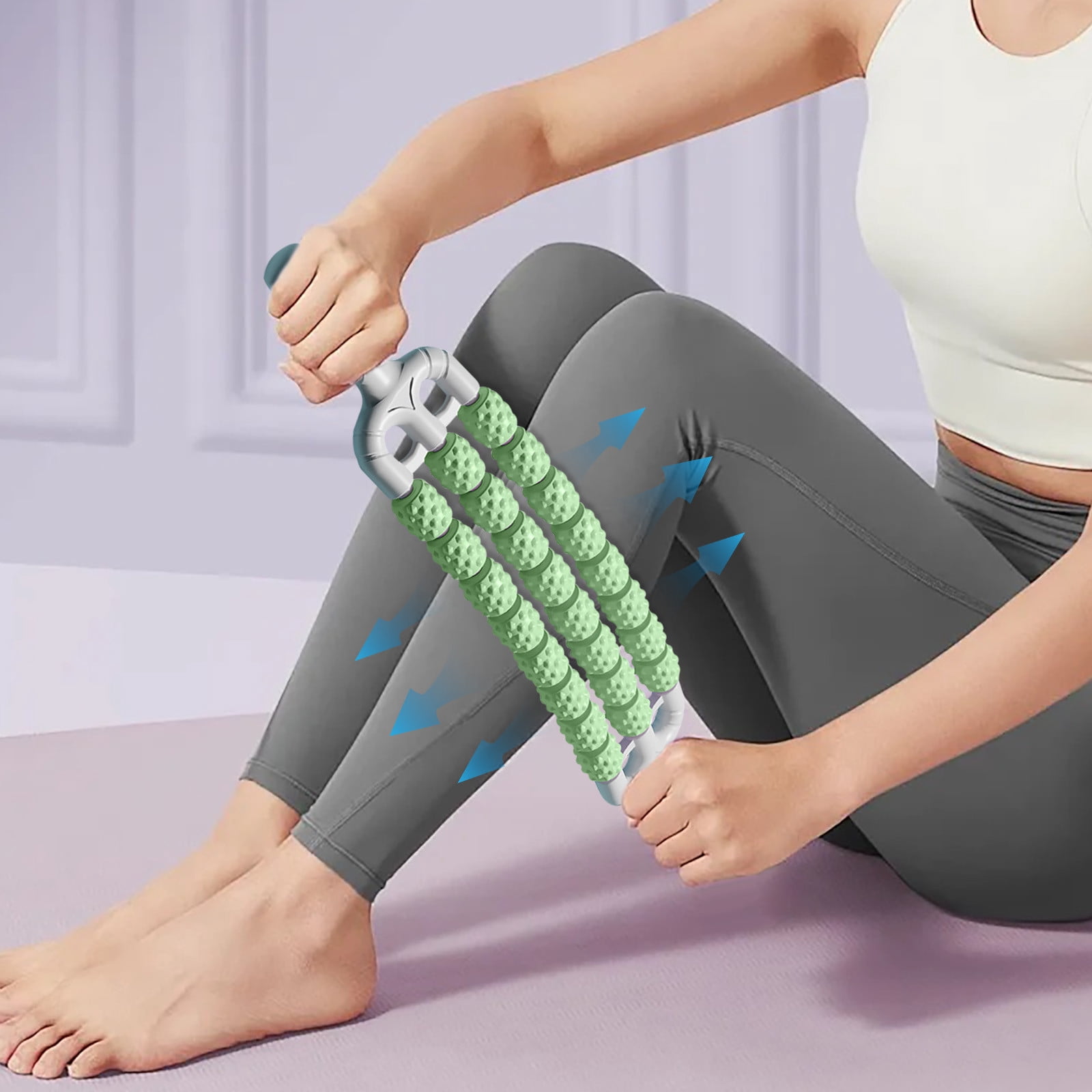 Eespoir Three Rows of Roller Beads Massage Stick, Yoga Soothing Muscle ...