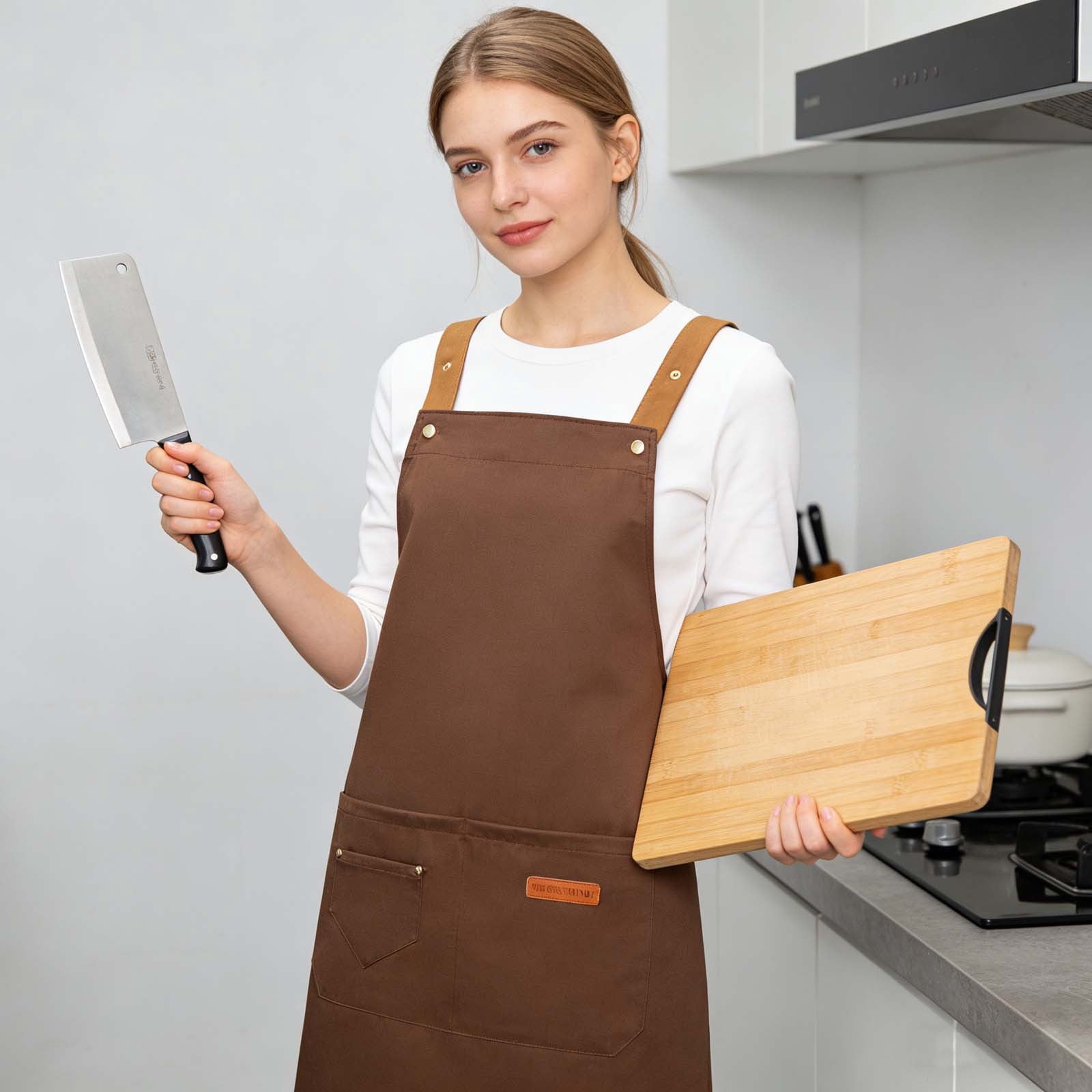 Eespoir Waterproof and Oil Adjustable Kitchen Apron, Cooking Apron ...