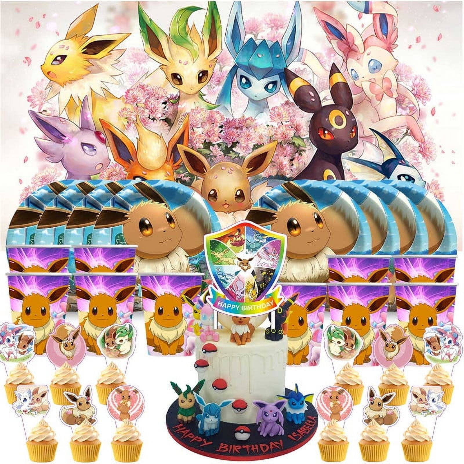 Eevee Aesthetic Evolutions Birthday Cups Party Supplies Decor Backdrop ...