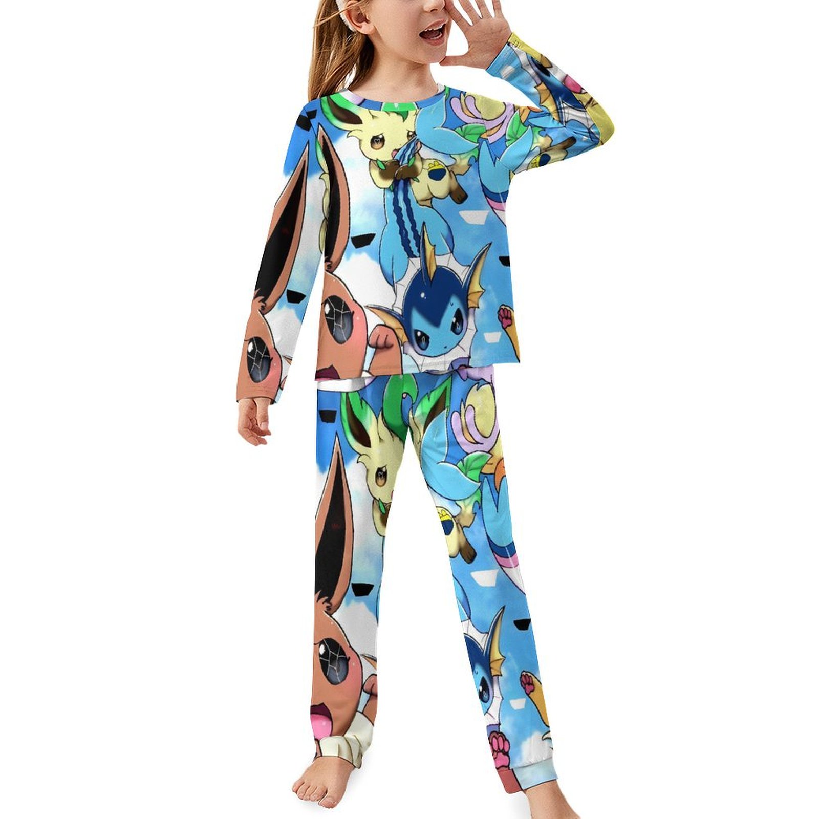 Eevee Child Pajamas Set for Boys Girls 6 Sizes, Long Sleeve Soft ...