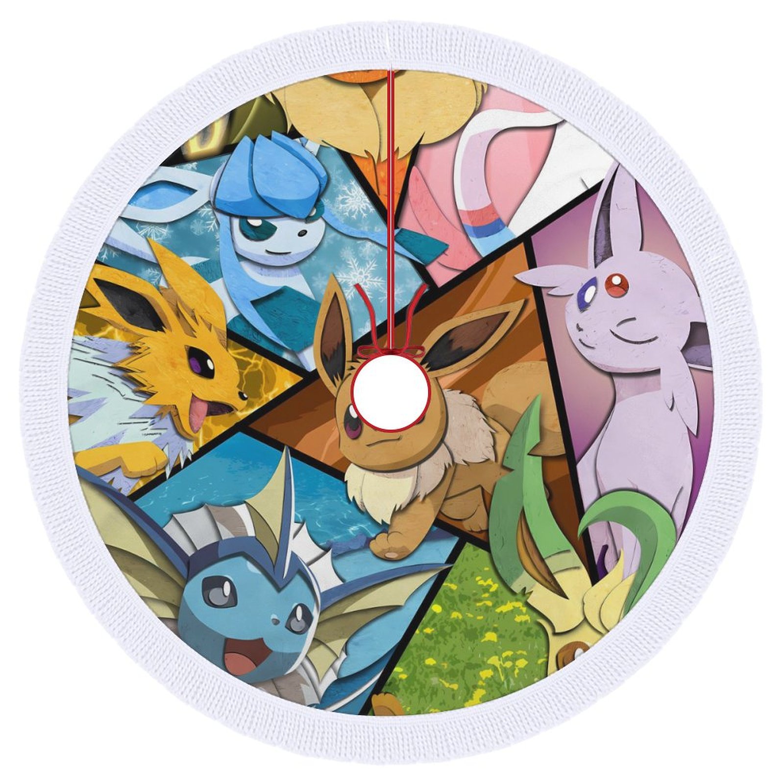 Eevee Christmas tree skirt Christmas tree mat with fringe ornaments ...
