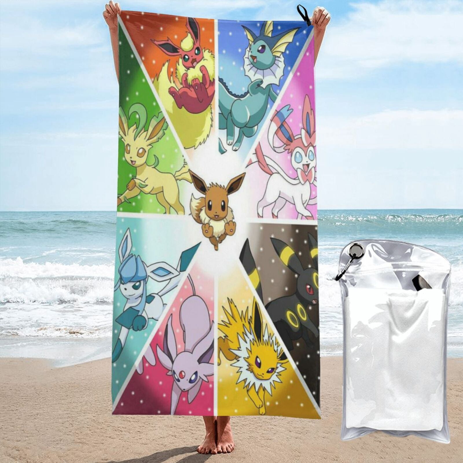 Eevee Eeveelution Microfiber Beach Towel, 27.5"x55" Oversized Sand Free ...