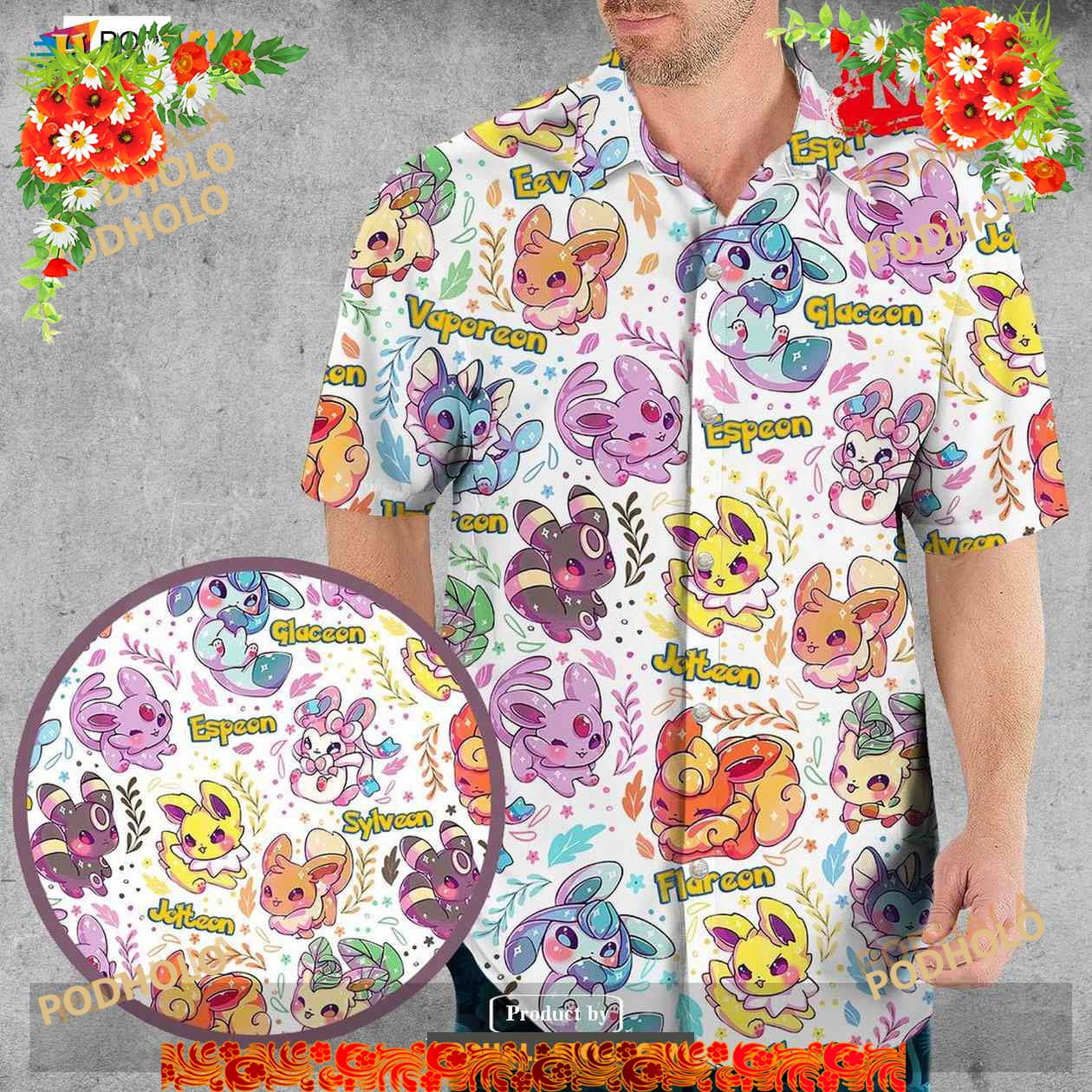 Eevee Evolution Cute Pattern Enjoy This Summer Funny Hawaiian Shirt ...
