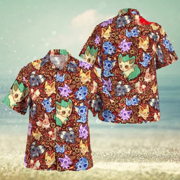 Eevee Evolution Seamless Pattern Design Hawaiian Shirt and Short ...