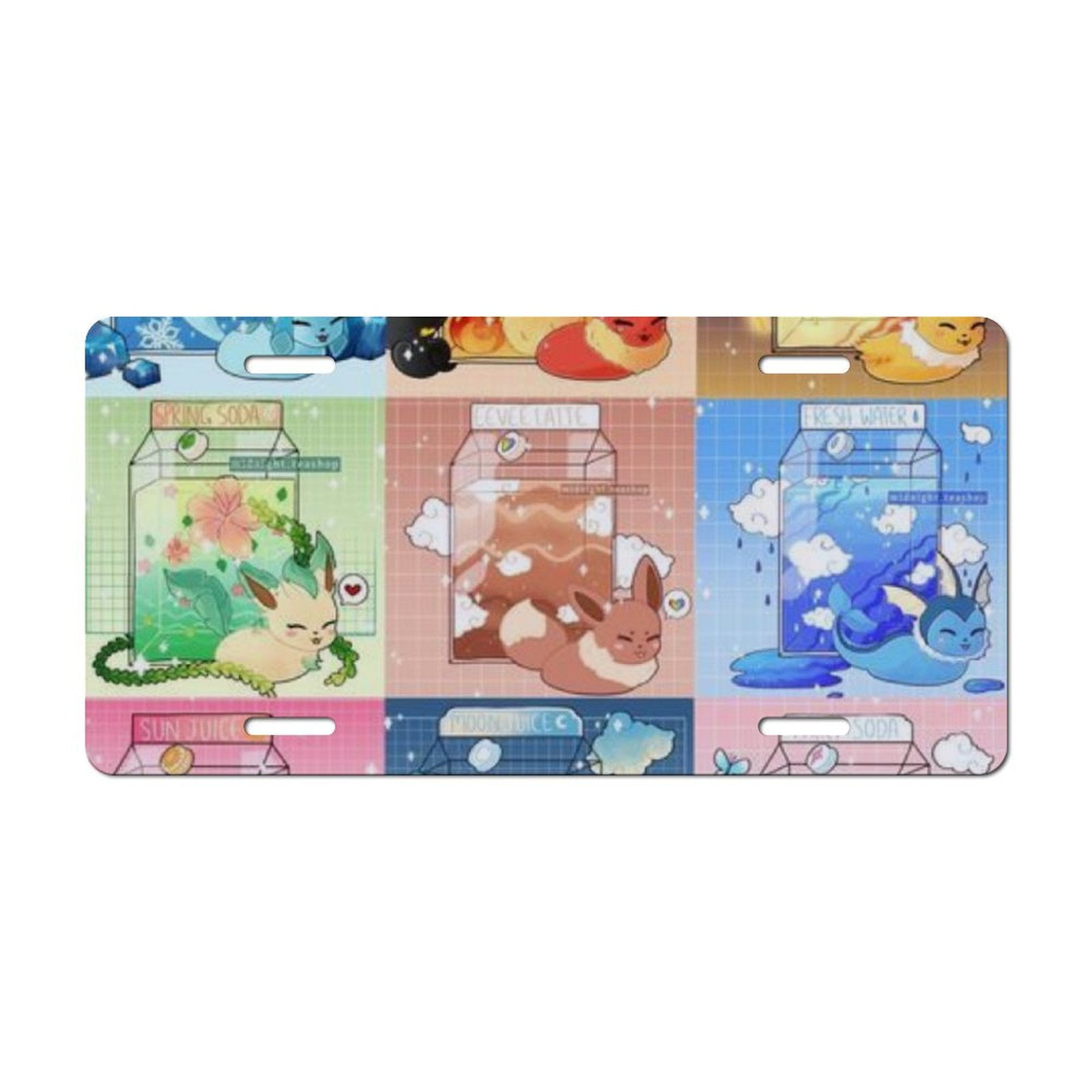 Eevee Evolutions Car License Plate Cute Anime License Plate Covers ...