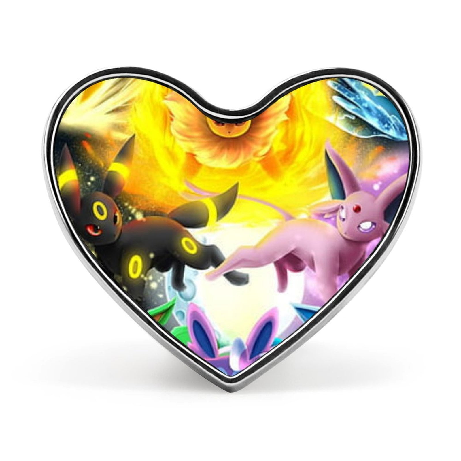 Eevee Evolutions Heart Pins Heart Love Lapel Pins Metal Heart Brooch ...