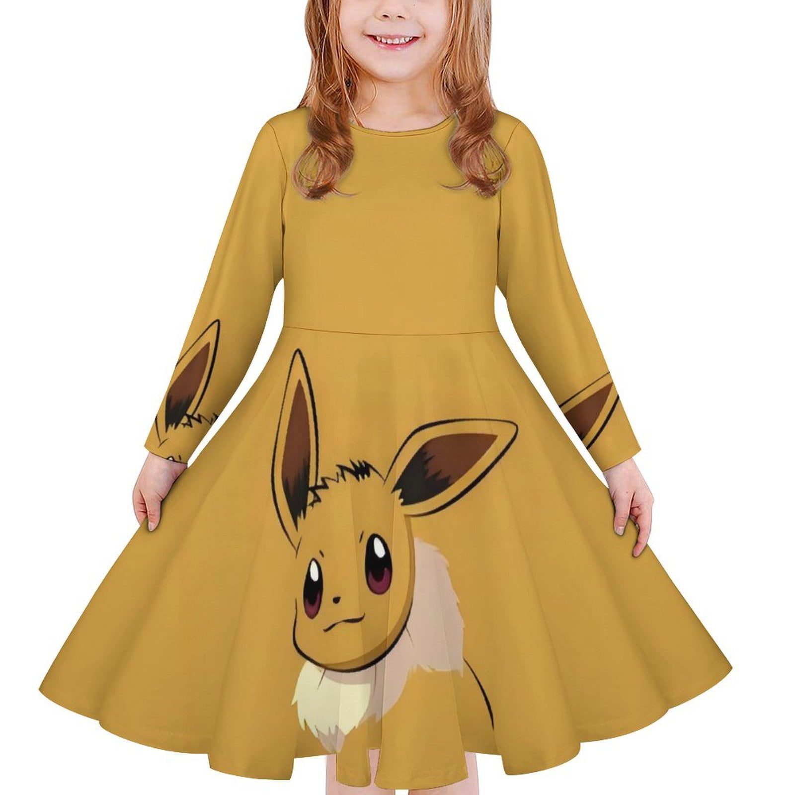 Eevee Girls long sleeve cartoon autumn and winter dress XS - Walmart.com