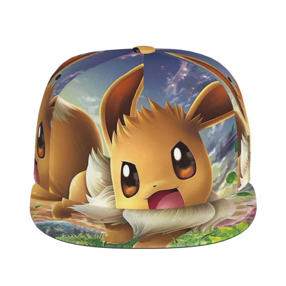 Eevee Kawaii Adjustable Flat Brim Baseball Cap Snapback Hat Hip Hop ...