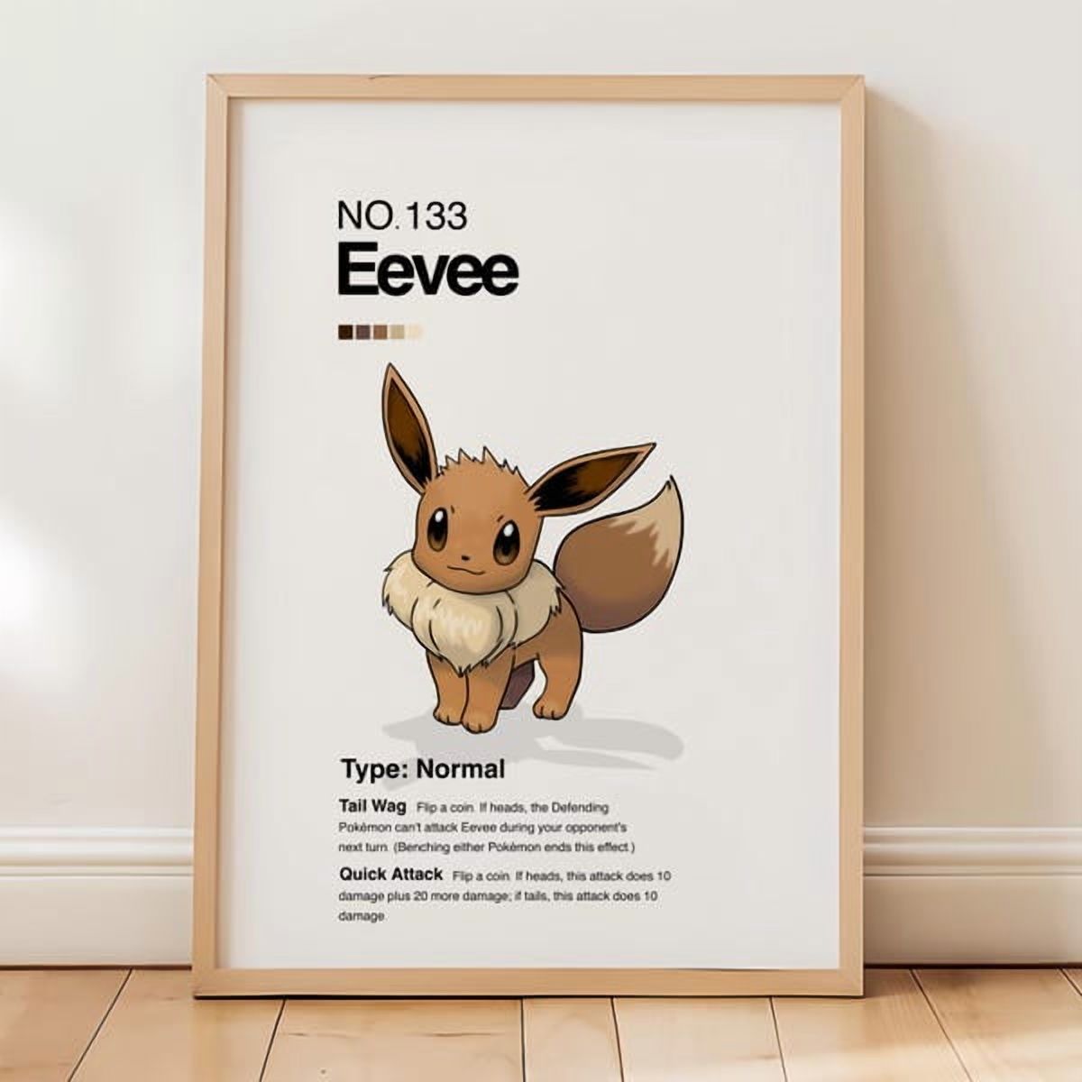 Eevee Pokã©Mon Wall Art | | Retro 90S Gamer Decor | Kids Room Pokã©Mon ...