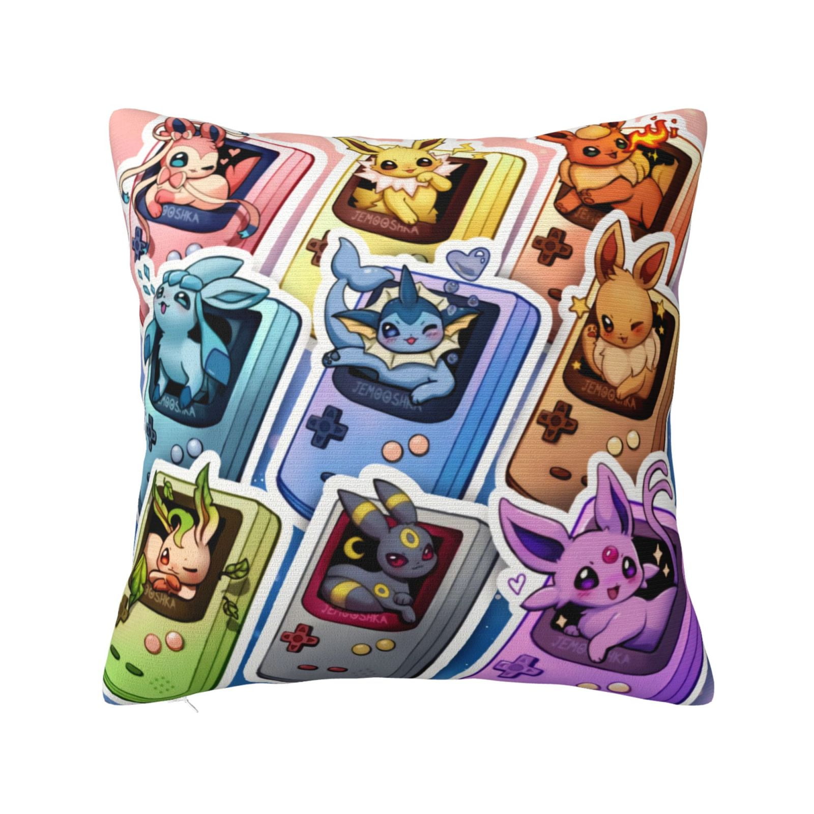 Eeveelution Gameboy Stickers Vinyl Pillow Covers,Polyester Decorative ...