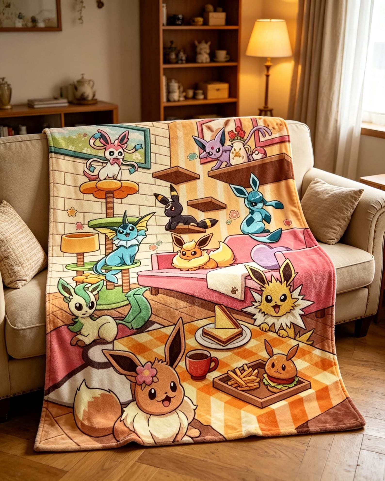 Eeveelutions Collage Flannel Blanket, Anime Lover Bedroom Throw, 50x40 ...