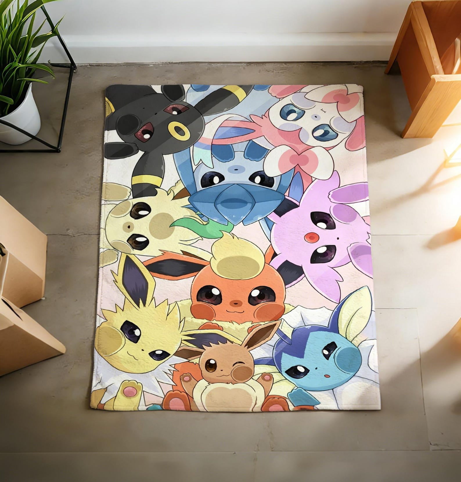 Eeveelutions Collage Flannel Blanket, Anime Lover Bedroom Throw, 80x60 ...