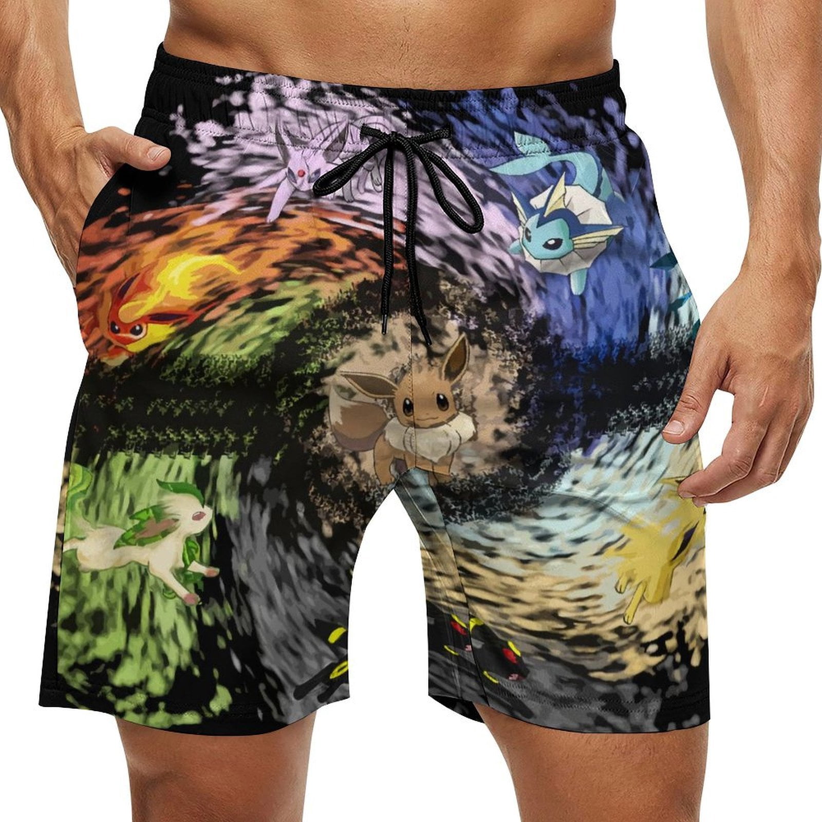 Eeveelutions Illustration Mens Swim Trunks Quick Dry Board Shorts with ...