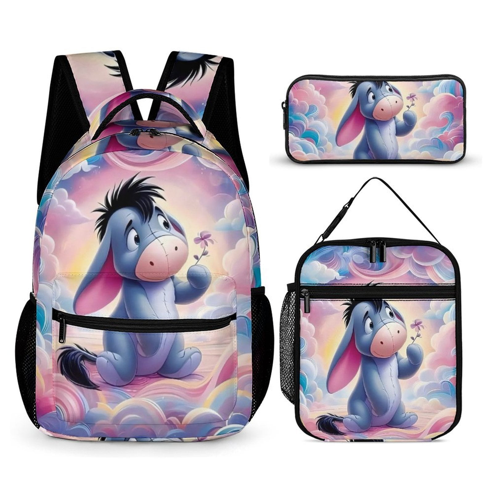 Eeyore Anime Backpack Lunch Bag Pencil Case Three-piece Set One size ...