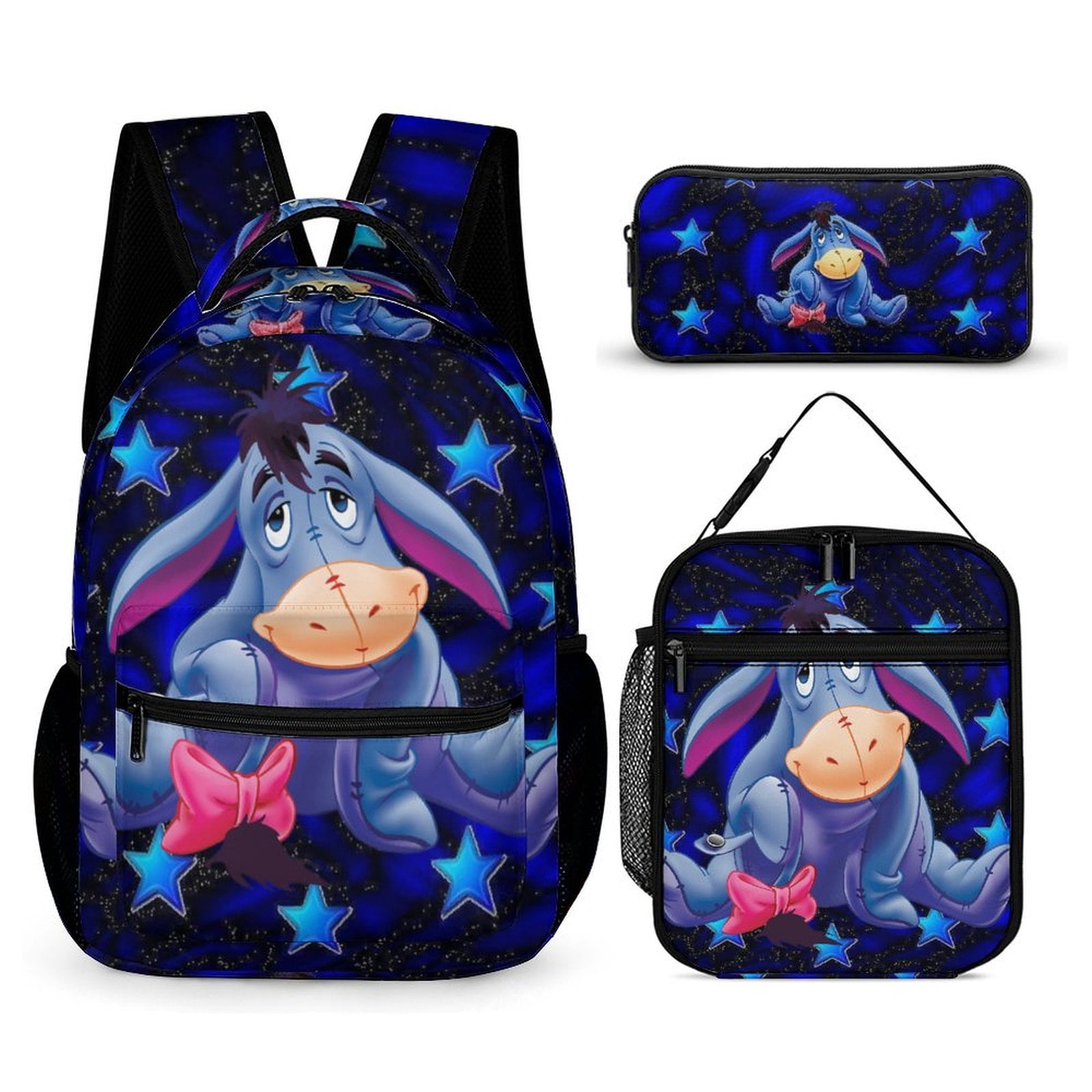 Eeyore Cute Large Capacity Backpacks 3pcs Set Laptop Bag Travel Hiking ...