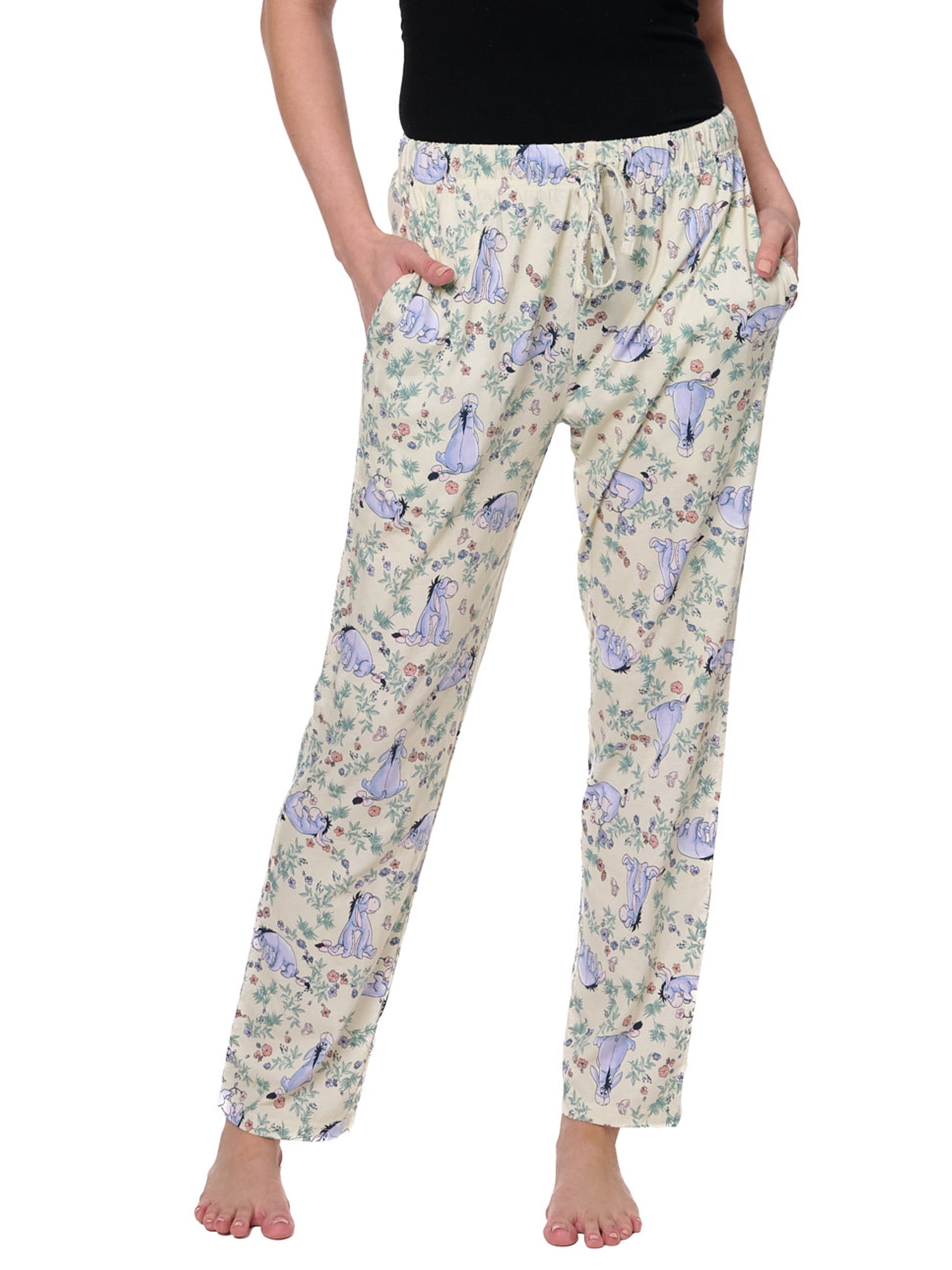 Eeyore Lounge Pajama Cotton Pants Watercolor Floral Womens Disney ...