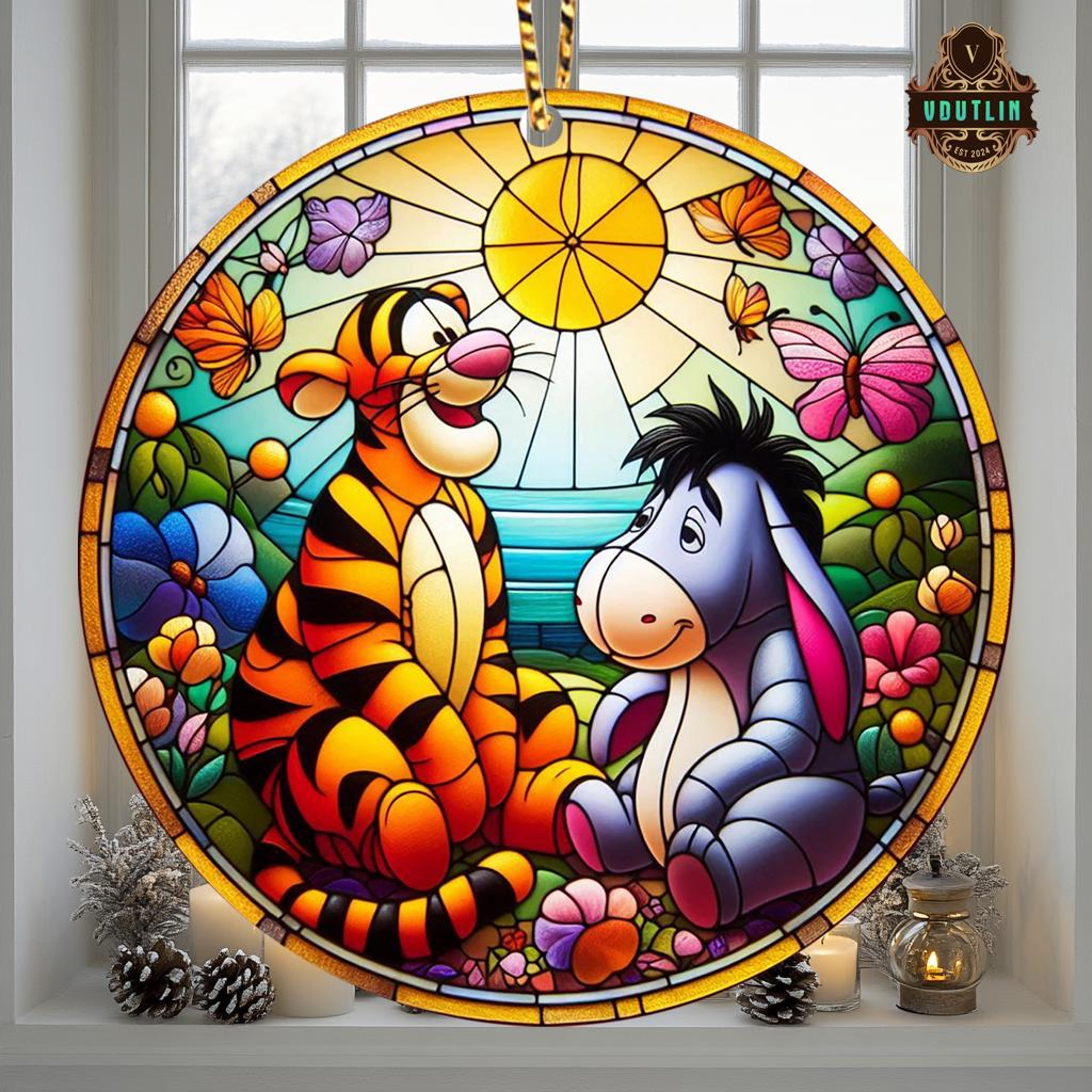 Eeyore And Tigger Ornament, Movie Noel Ornaments, Noel Round Ornament ...