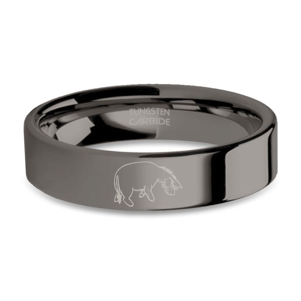Eeyore Winnie-the-Pooh Laser Engraved Gunmetal Tungsten Ring, 6mm, Size ...