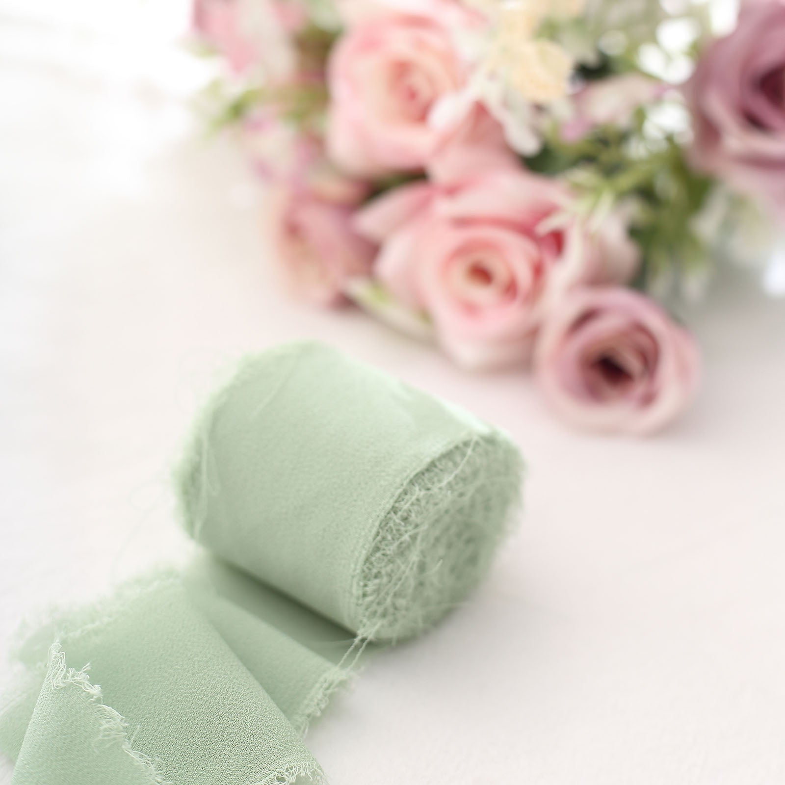Efavormart 1.5" x 6 Yard - Set of 2 Chiffon Ribbon Rolls For Bouquets ...