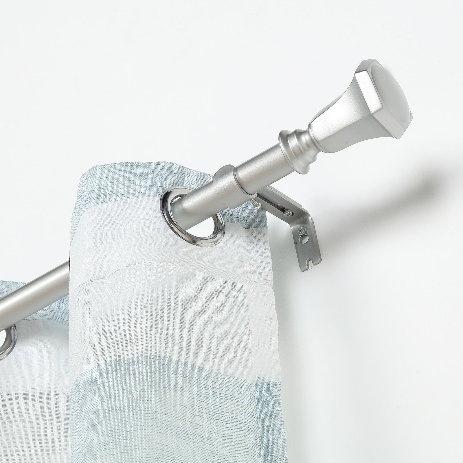 Efavormart Adjustable Silver Curtain Rod Set, 42"-126", Teardrop ...