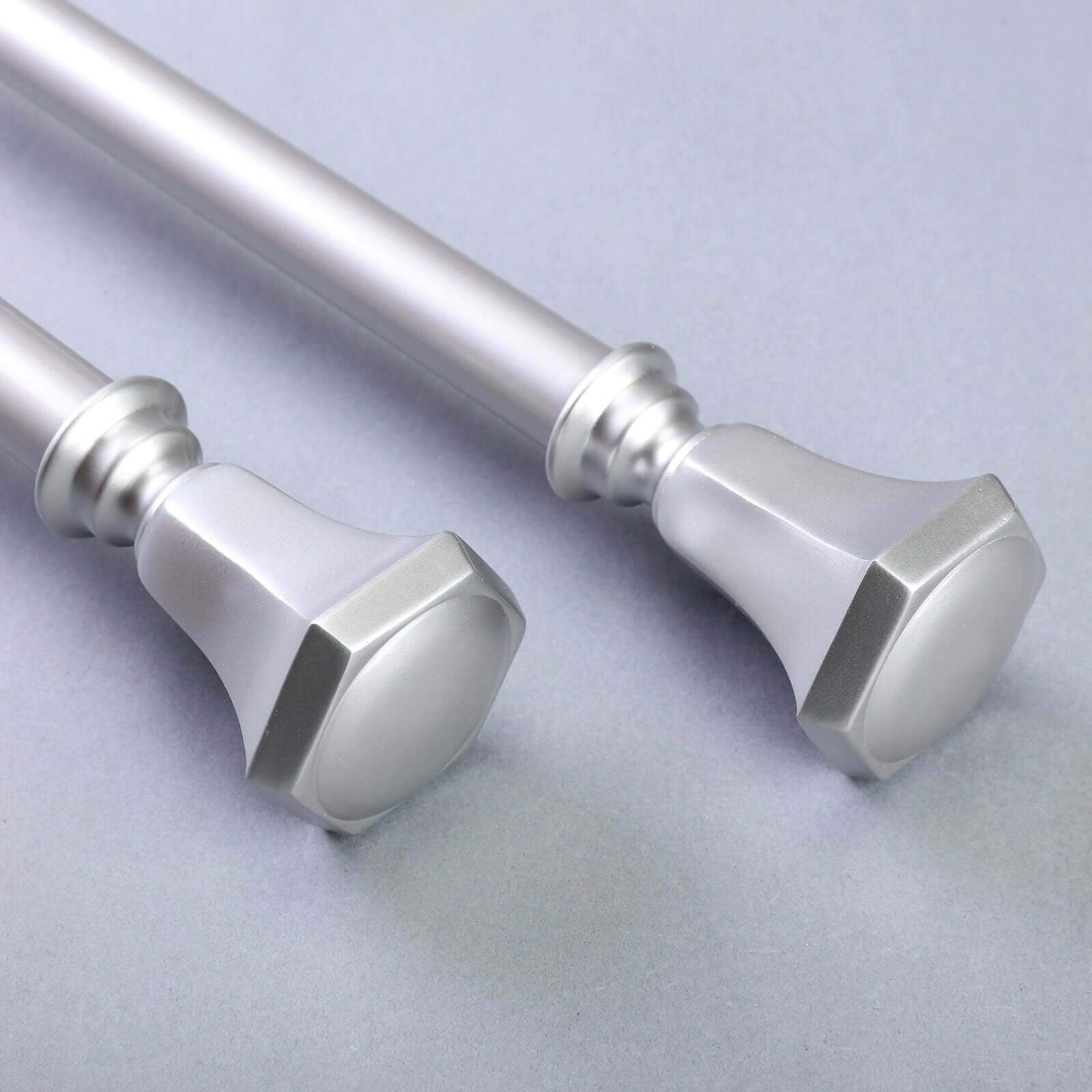 Efavormart Adjustable Silver Curtain Rod Set, 42"-126", Teardrop ...