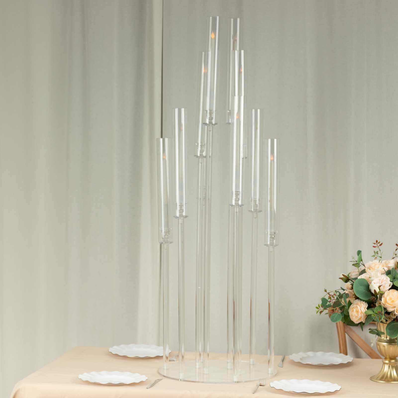 Efavormart 10 Arm Clear Acrylic Cluster Round Taper Candle Holder ...