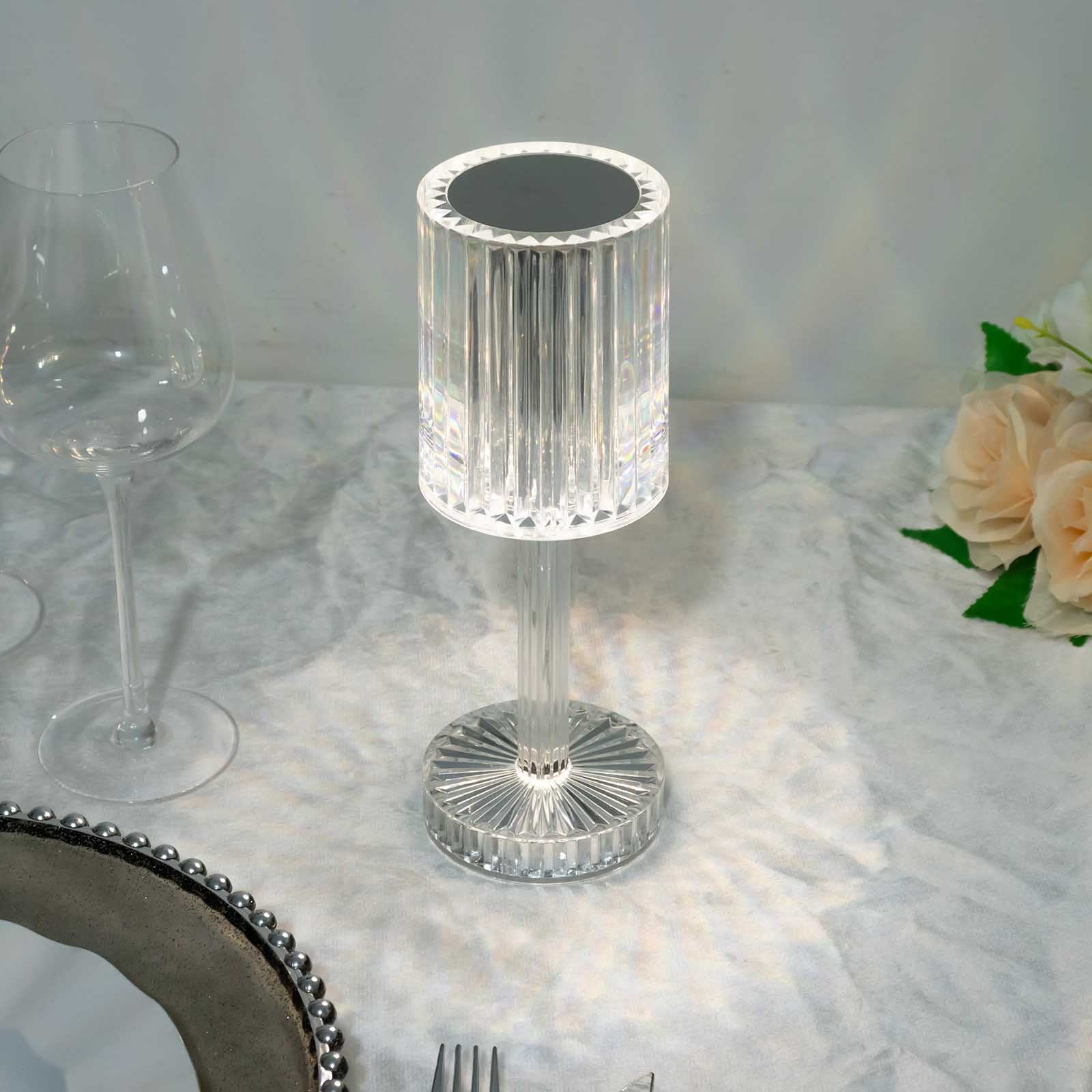 Efavormart 10" LED Acrylic Crystal Cylinder Color Changing Cordless ...
