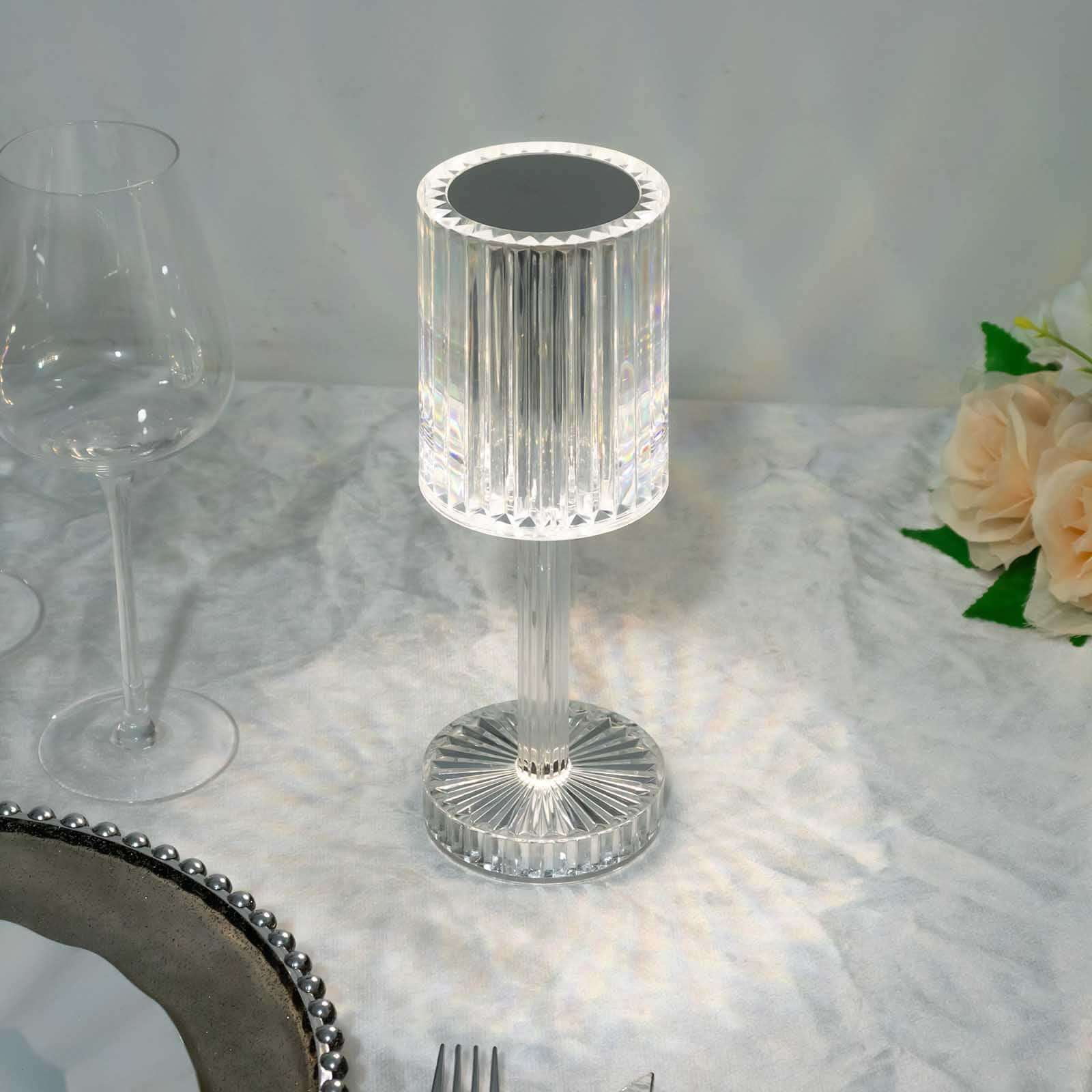 Efavormart 10" LED Acrylic Crystal Cylinder Lamp, Color Changing ...
