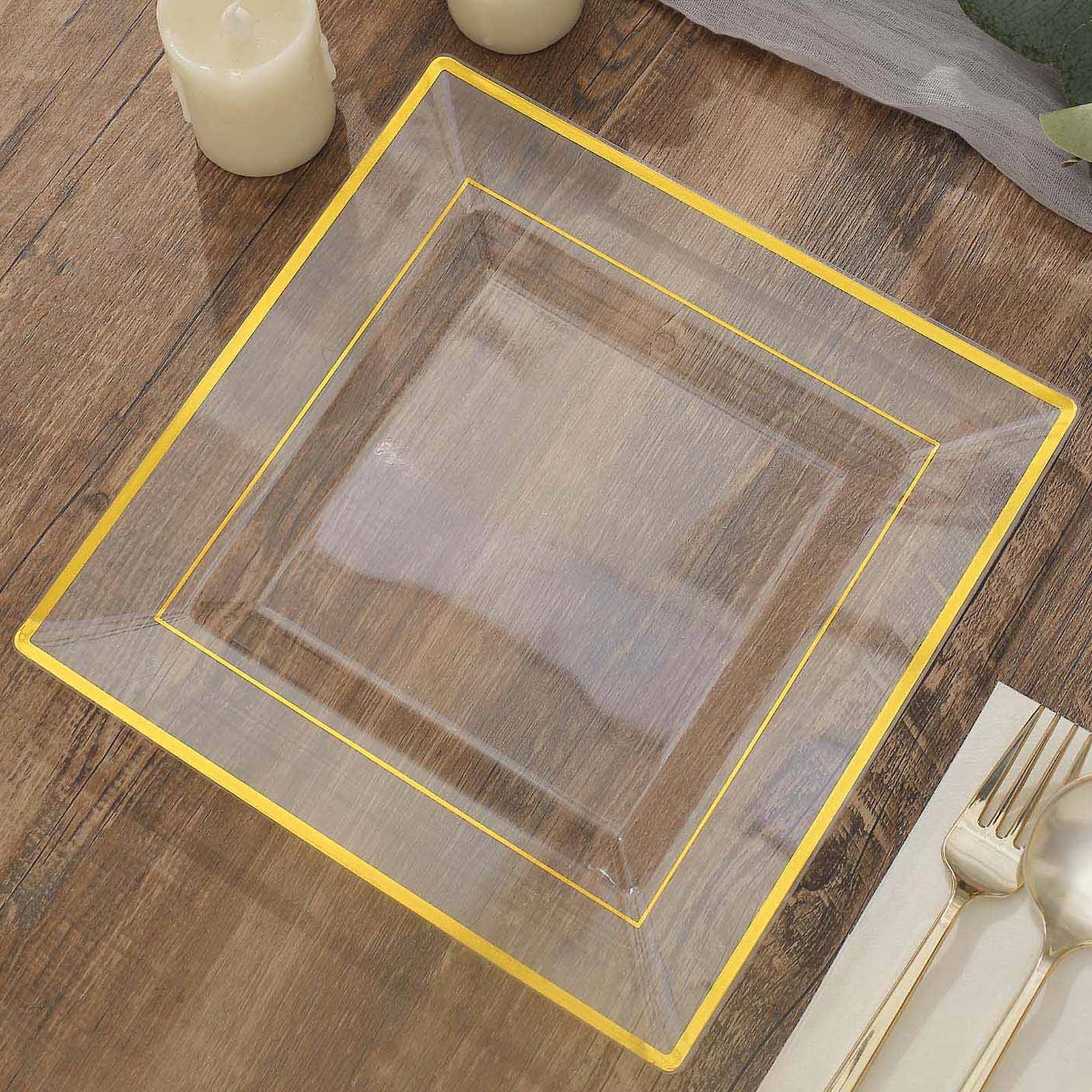Efavormart 10 Pack 10" Clear Disposable Plates Square Plastic Plates ...