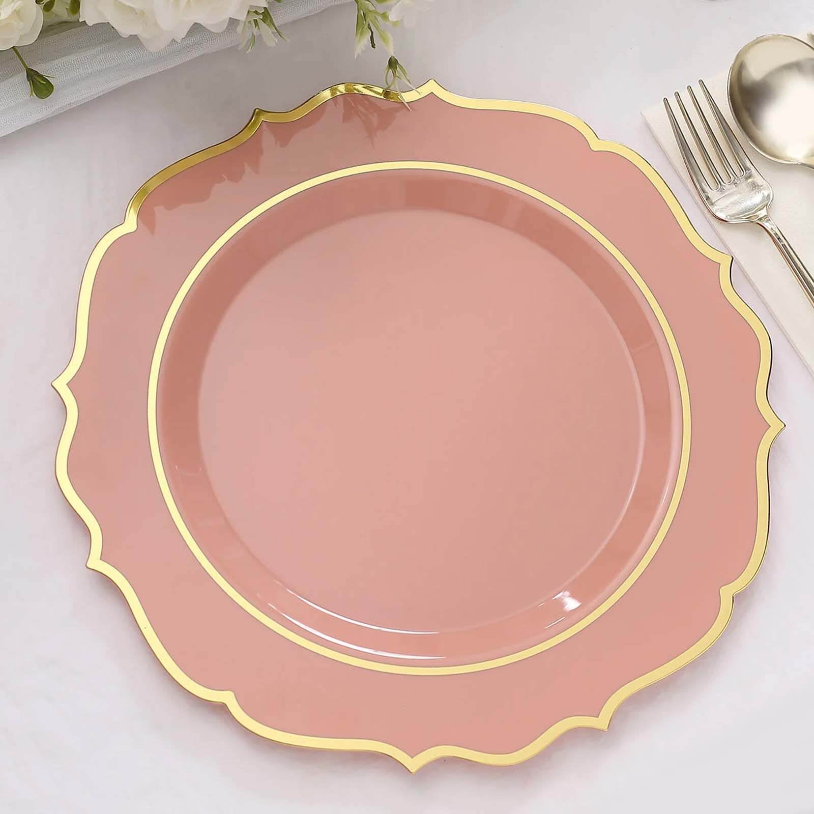 Efavormart 10 Pack | 10" Elegant Metallic Decorative Dusty Rose Plastic ...
