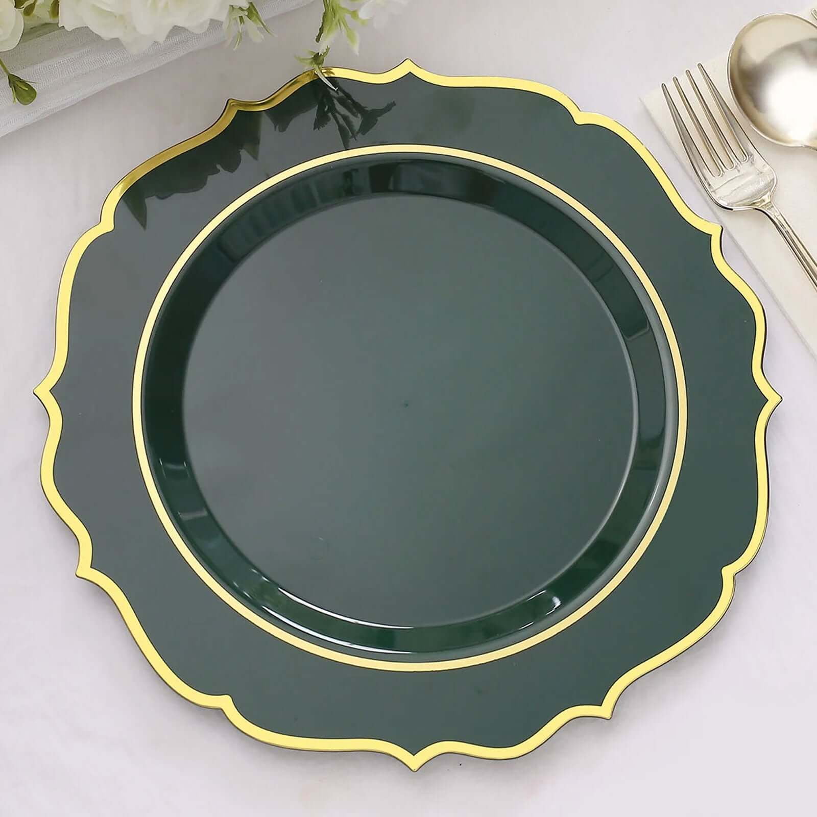 Efavormart 10 Pack | 10" Hunter Emerald Green Plastic Dinner Plates ...