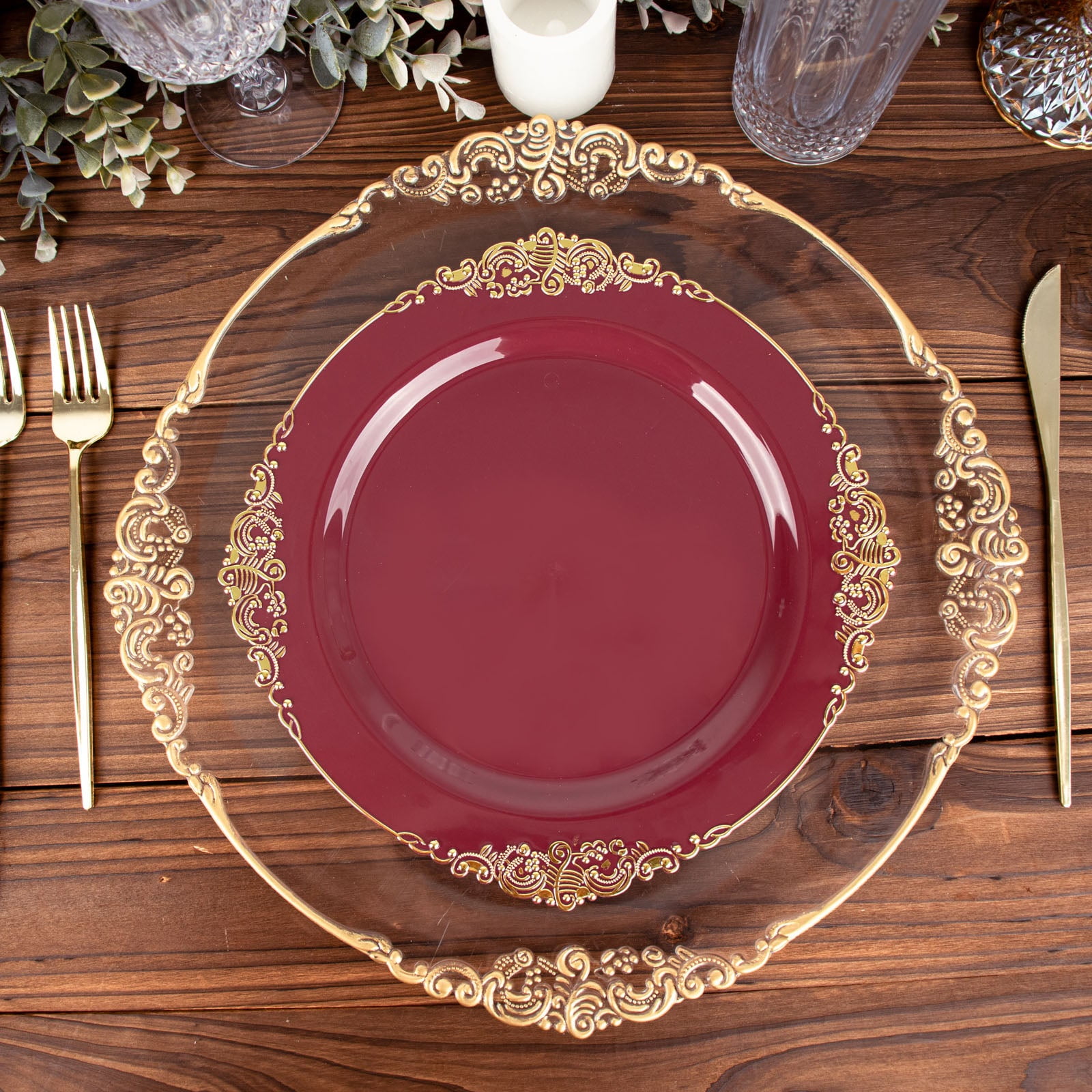 Efavormart 10 Pack | 10" Round Plastic Dinner Plates In Vintage ...