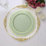 Efavormart 10 Pack | 10" Sage Green Plastic Dinner Plates Disposable ...