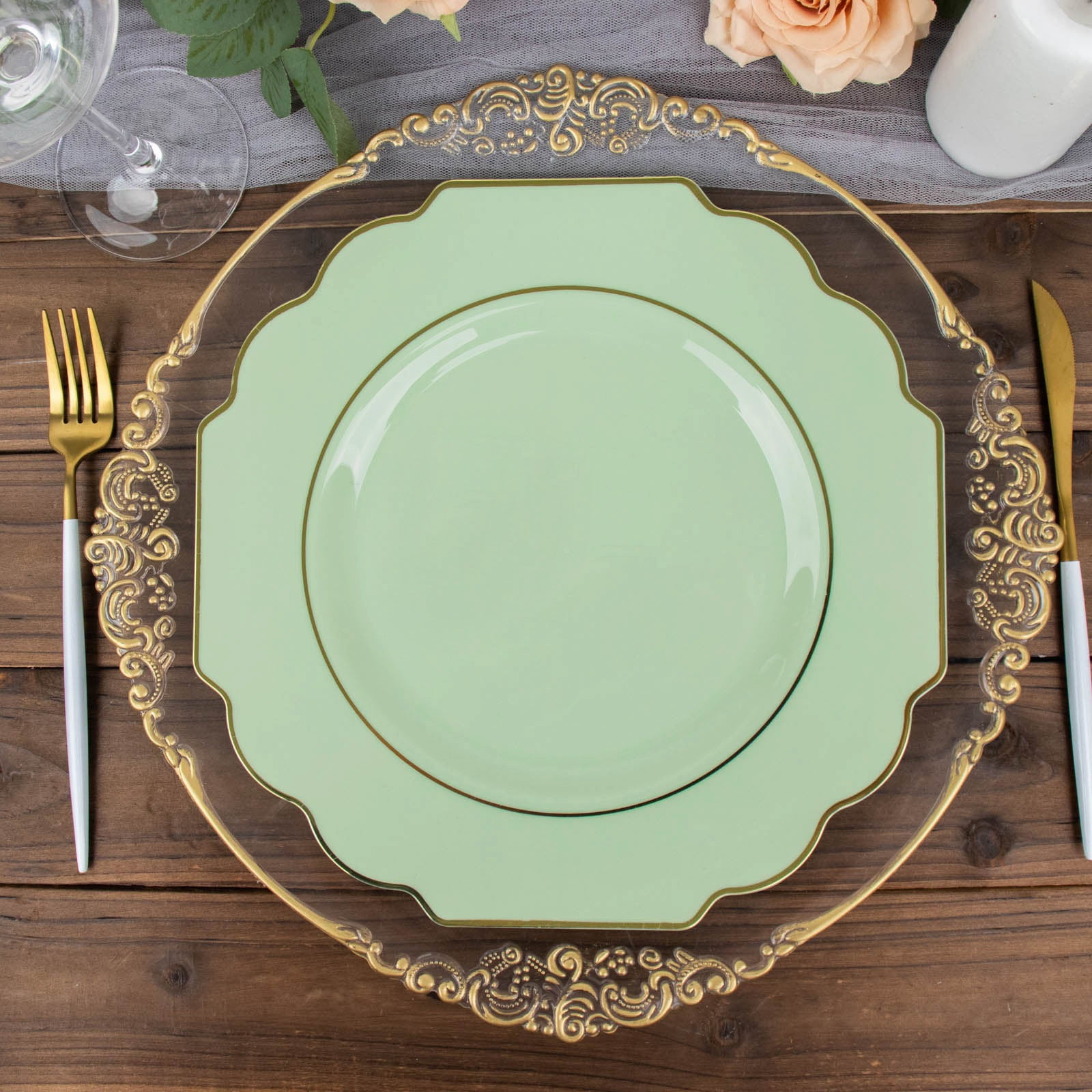 Efavormart 10 Pack | 11" Sage Green Hard Plastic Dinner Plates ...