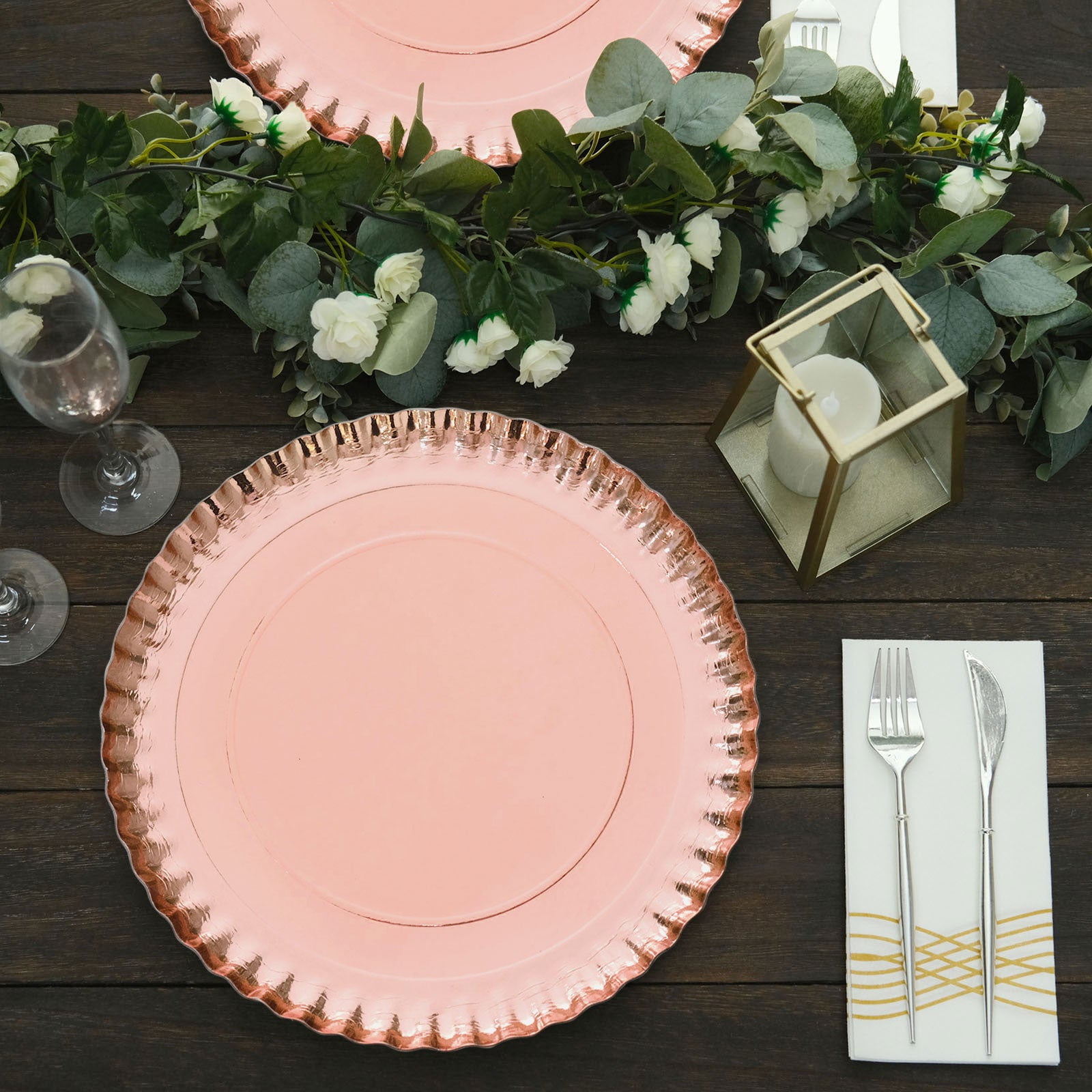 Efavormart 10 Pack - 13" Blush/Rose Gold Cardboard Charger Plates ...
