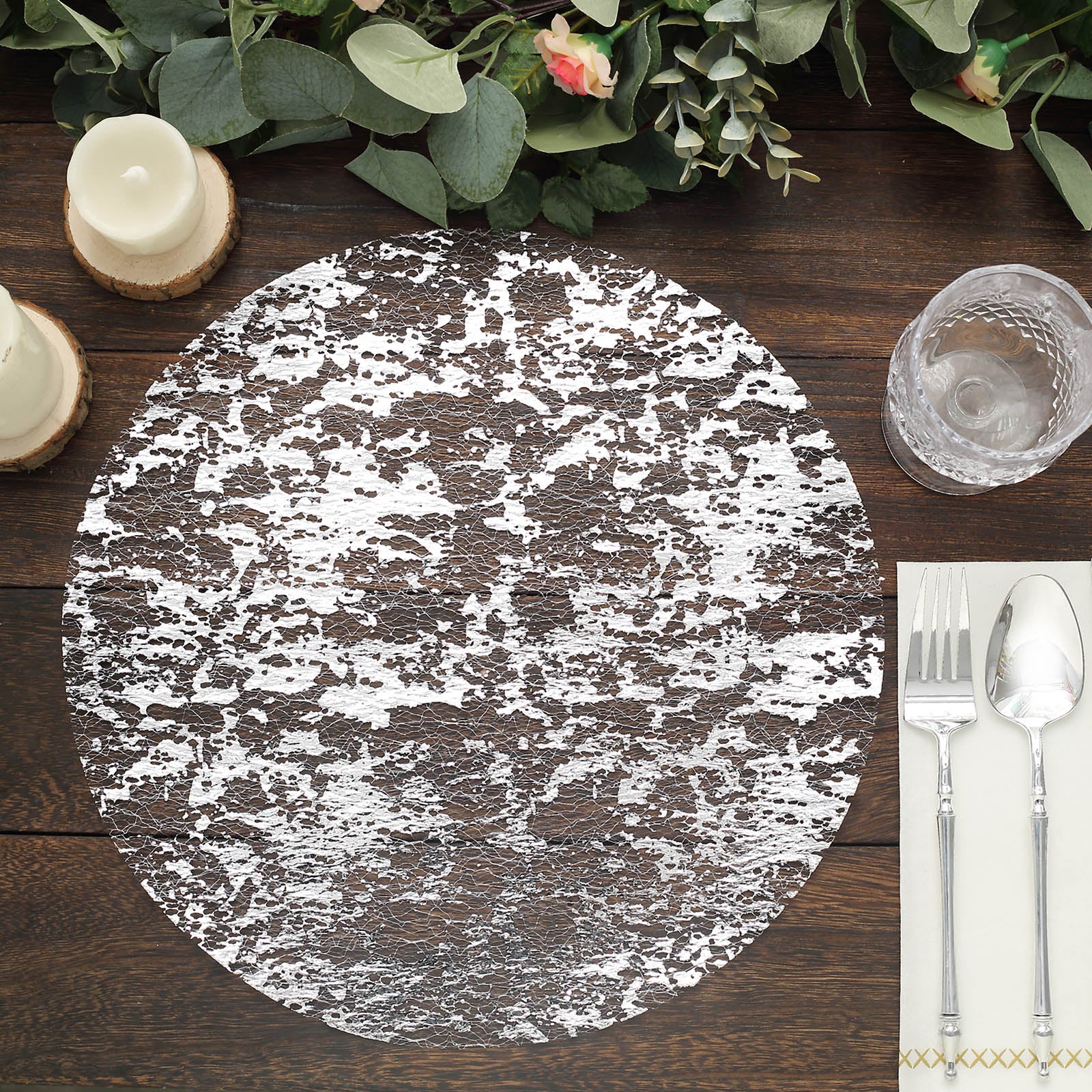 Efavormart 10 Pack | 13" Metallic Silver Luminous Mesh Foil Table ...